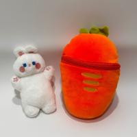 China Customizable Carrot-Shaped Rabbit Plush Toy with Zipper 30cm PP Cotton Filled for sale