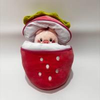 China Customizable Strawberry Plush Toy with Zipper and Hidden Pig Design 30cm for sale