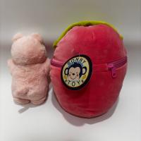 China Customizable Strawberry Plush Toy with Zipper and Hidden Pig Design 30cm for sale