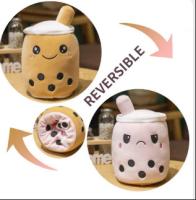 China Custom Logo Double-Sided Reversible Color Milk Tea Cup Plush Toy for sale