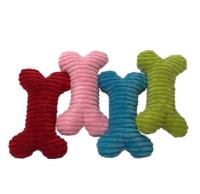 China 20cm 4-Color Striped Bone Plush Pet Toy with Pumping Corduroy Material and PP Cotton Filling for sale