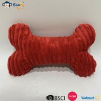 China 20cm 4-Color Striped Bone Plush Pet Toy with Pumping Corduroy Material and PP Cotton Filling for sale
