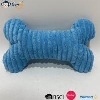 China 20cm 4-Color Striped Bone Plush Pet Toy with Pumping Corduroy Material and PP Cotton Filling for sale