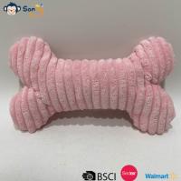 China 20cm 4-Color Striped Bone Plush Pet Toy with Pumping Corduroy Material and PP Cotton Filling for sale