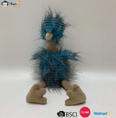 China Custom Blue Peacock Fluff Ostrich Plush Toy 30cm Soft Stuffed Animal Gift for sale