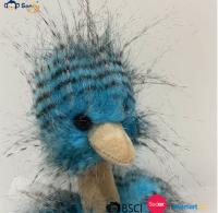China Custom Blue Peacock Fluff Ostrich Plush Toy 30cm Soft Stuffed Animal Gift for sale