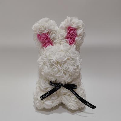 China Valentine Rose Bunny Plush Toy 30cm Soft Cute Romantic Gift for Couples for sale