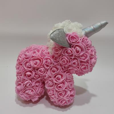China Valentine Rose Unicorn Plush Toy Romantic Gift 30cm Soft PP Cotton Filled for sale