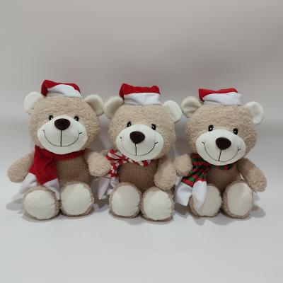 China 3 Assorted Christmas Plush Bears Soft Holiday Teddy Bear Gift Set for sale