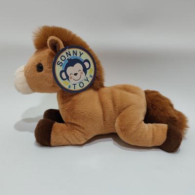 China Soft Plush Brown Horse Toy 30cm Realistic Stuffed Animal for Kids Cute Cuddly Plushie for sale