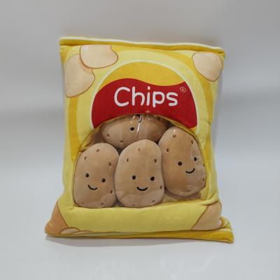China PVC Potato Chip Pillow Cute Plush Cushion 100% PP Cotton Filling Soft Decorative Toy for sale