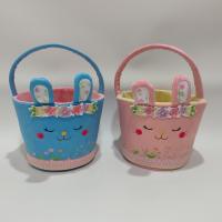 China Two-Tone Easter Bunny Basket Plush Toy Soft PP Cotton Filling Holiday Gift 30cm for sale