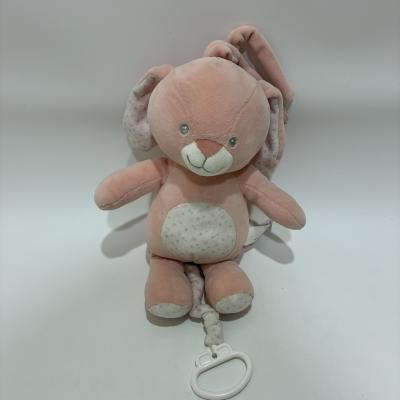 China Custom Plush Pink Rabbit Infant Music Box Soft Baby Sleep Soother 30cm for sale