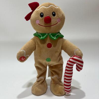 China Singing & Dancing Christmas Gingerbread Plush Toy With Music for sale