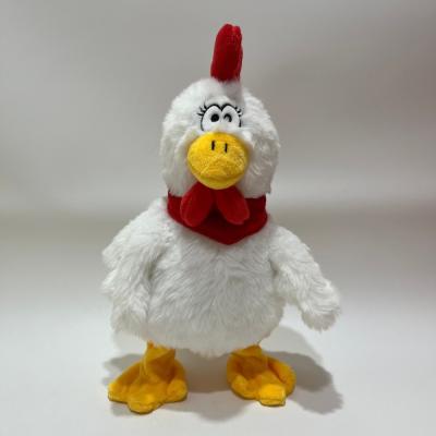 China White Chicken Plush Toy with Neck-Pull Clucking Singing & Dancing Funny Rooster Doll Interactive Stress Relief Toy for sale