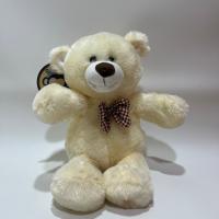 China Singing & Clapping Cream Teddy Bear Plush Toy Interactive Music Bear Classic Plaid Bowtie Stuffed Animal for sale