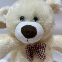 China Singing & Clapping Cream Teddy Bear Plush Toy Interactive Music Bear Classic Plaid Bowtie Stuffed Animal for sale