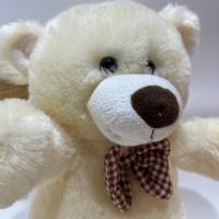 China Singing & Clapping Cream Teddy Bear Plush Toy Interactive Music Bear Classic Plaid Bowtie Stuffed Animal for sale