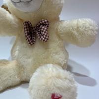 China Singing & Clapping Cream Teddy Bear Plush Toy Interactive Music Bear Classic Plaid Bowtie Stuffed Animal for sale