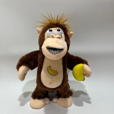 China Interactive Banana-Stealing Monkey Plush Toy Emotional Reaction Gorilla Doll Funny Novelty Gift for sale