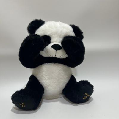 China Interactive Peek-a-Boo Panda Plush Toy with Repeat Function and Music Cute Lying-Down Hide and Seek Toy for sale