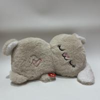 China Breathing Light Sleep Soothing Lying Rabbit Plush Toy Beige Grey Heart Bunny Pillow Baby Sleep Aid for sale