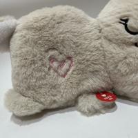China Breathing Light Sleep Soothing Lying Rabbit Plush Toy Beige Grey Heart Bunny Pillow Baby Sleep Aid for sale