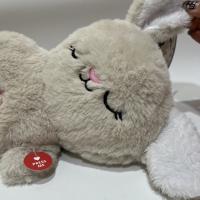 China Breathing Light Sleep Soothing Lying Rabbit Plush Toy Beige Grey Heart Bunny Pillow Baby Sleep Aid for sale