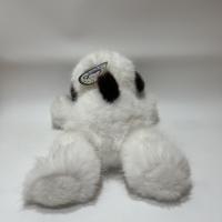 China Lying White Puppy Plush Toy Long Fur Healing Dog Doll Soft Soothing Hugging Pillow for sale