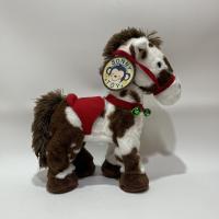 China Running Pinto Pony Plush Toy with Hoofbeats Button on Foot Electric Running Horse with Christmas Outfit for sale