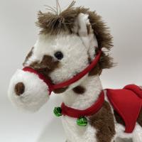 China Running Pinto Pony Plush Toy with Hoofbeats Button on Foot Electric Running Horse with Christmas Outfit for sale