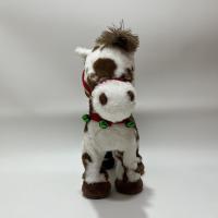 China Running Pinto Pony Plush Toy with Hoofbeats Button on Foot Electric Running Horse with Christmas Outfit for sale