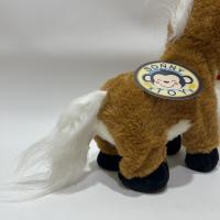 China Running Brown Pony Plush Toy with Hoofbeats Button on Tail Electric Running Horse with Party Hat for sale