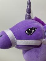 China Singing Unicorn Stick Plush Toy Purple and Pink Options Riding Stick Horse Kids Sound Making Wooden Stick for sale