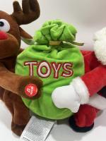 China Santa and Reindeer Plush Set Green TOYS Gift Bag Christmas Decoration Doll for sale