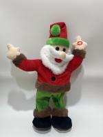 China Waving and Singing Santa Plush Toy Green Pants Musical Doll Electric Animated for sale
