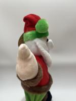 China Waving and Singing Santa Plush Toy Green Pants Musical Doll Electric Animated for sale