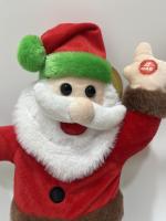 China Waving and Singing Santa Plush Toy Green Pants Musical Doll Electric Animated for sale