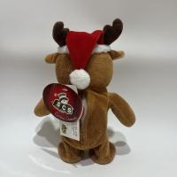 China Walking Reindeer Plush Toy with Santa Hat Cute Deer Doll Electric Animated for sale