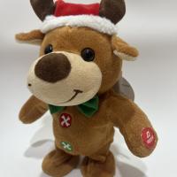 China Walking Reindeer Plush Toy with Santa Hat Cute Deer Doll Electric Animated for sale