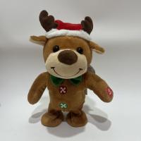 China Walking Reindeer Plush Toy with Santa Hat Cute Deer Doll Electric Animated for sale
