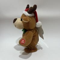 China Walking Reindeer Plush Toy with Santa Hat Cute Deer Doll Electric Animated for sale