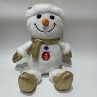 China Golden Christmas Plush Set of 4 Press to Light Up and Play Music Penguin Reindeer Snowman Santa for sale