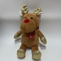 China Golden Christmas Plush Set of 4 Press to Light Up and Play Music Penguin Reindeer Snowman Santa for sale