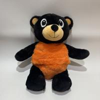 China Heated Black Bear Plush Toy Orange Black Warming Doll Heatable Hand Warmer Bed Warmer Winter Gift for sale