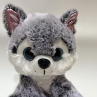 China Sparkling Eyes Husky Plush Toy Grey White Big Eye Wolf Dog Doll Realistic Pet Dog Companion Gift for Kids for sale