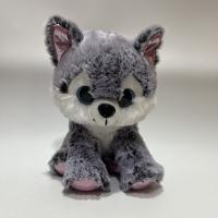 China Sparkling Eyes Husky Plush Toy Grey White Big Eye Wolf Dog Doll Realistic Pet Dog Companion Gift for Kids for sale