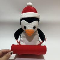 China Swinging Sleigh Penguin and Santa Plush Toy Swings Back and Forth Plays Three Songs Christmas Interactive Doll Party Prop for sale