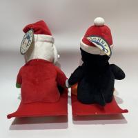 China Swinging Sleigh Penguin and Santa Plush Toy Swings Back and Forth Plays Three Songs Christmas Interactive Doll Party Prop for sale