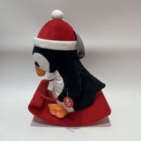 China Swinging Sleigh Penguin and Santa Plush Toy Swings Back and Forth Plays Three Songs Christmas Interactive Doll Party Prop for sale